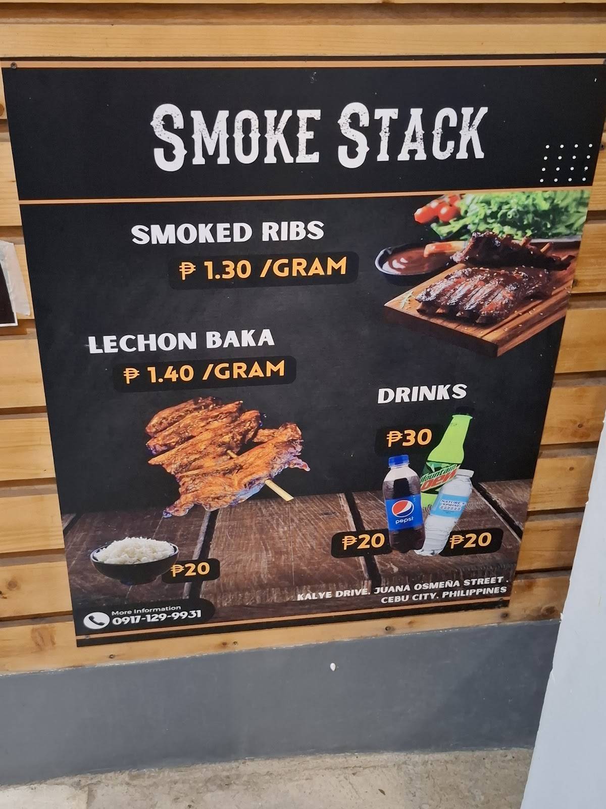 Menu at Smoke Stack restaurant, Cebu City