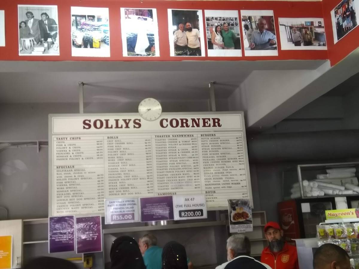 Menu at Sollys Corner restaurant, Johannesburg