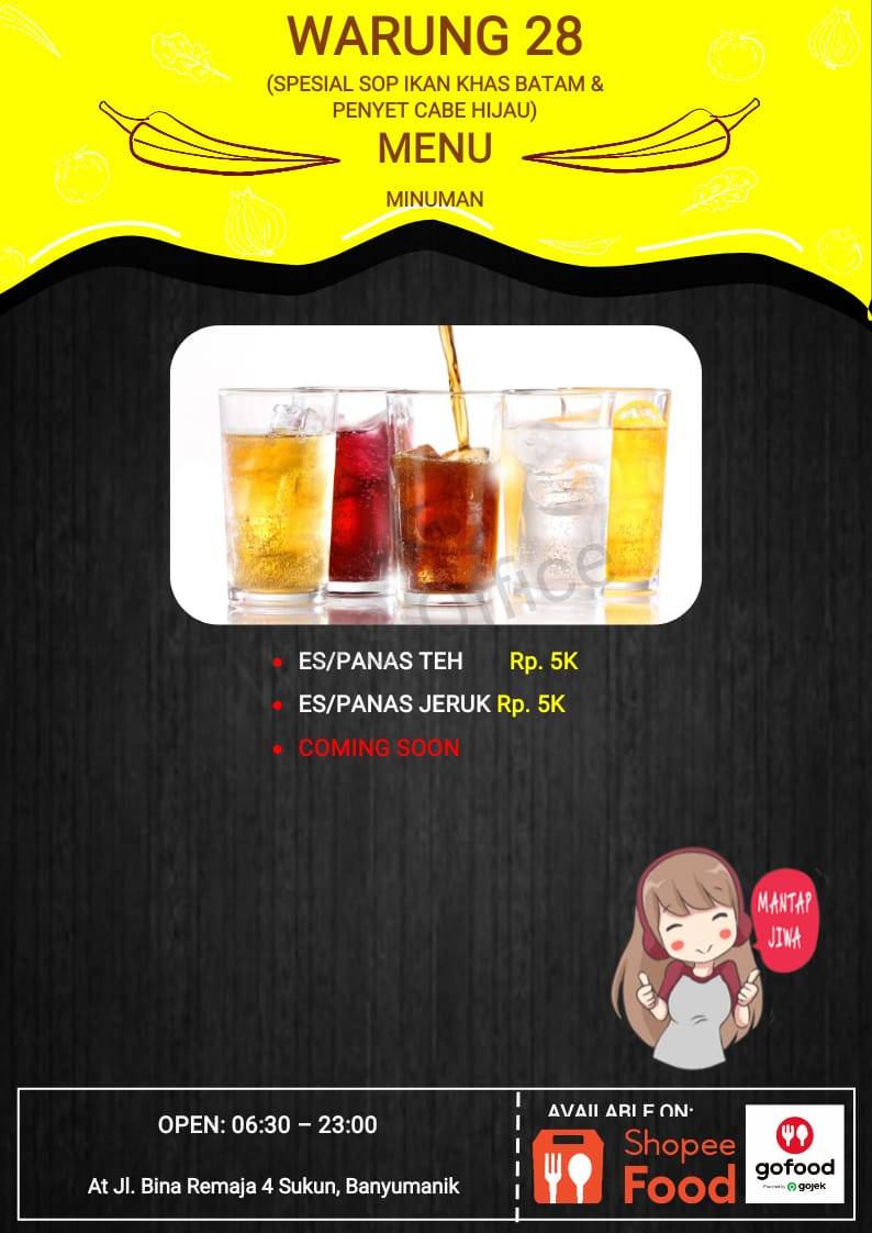 Menu at Sop Ikan Khas Batam, Semarang restaurant, Semarang
