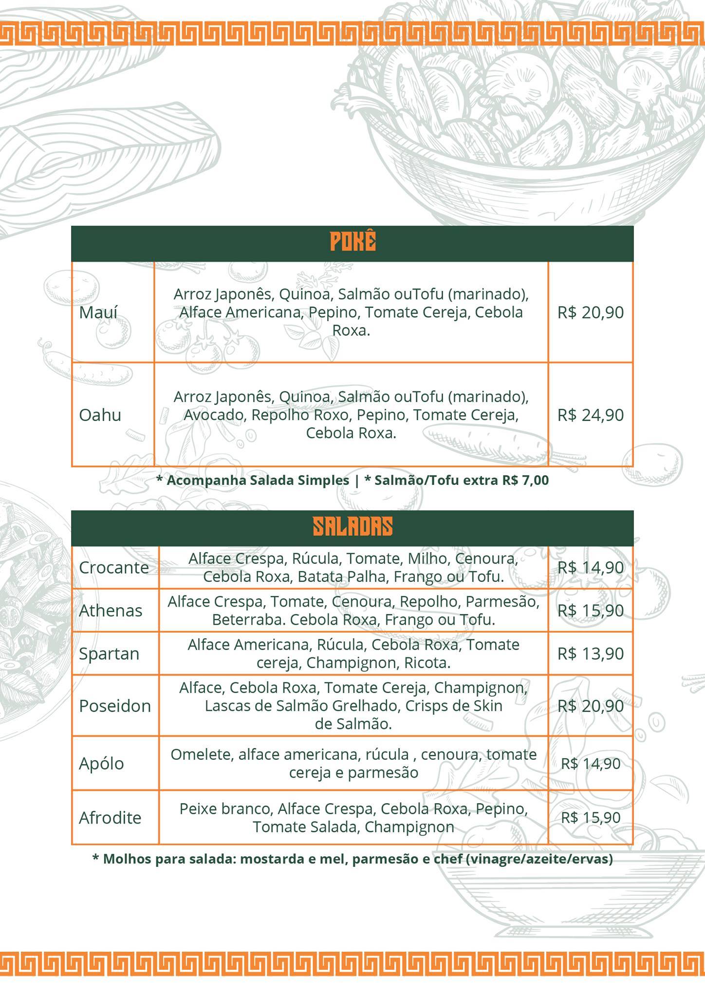 Carta del restaurante Spartan Food, Americana