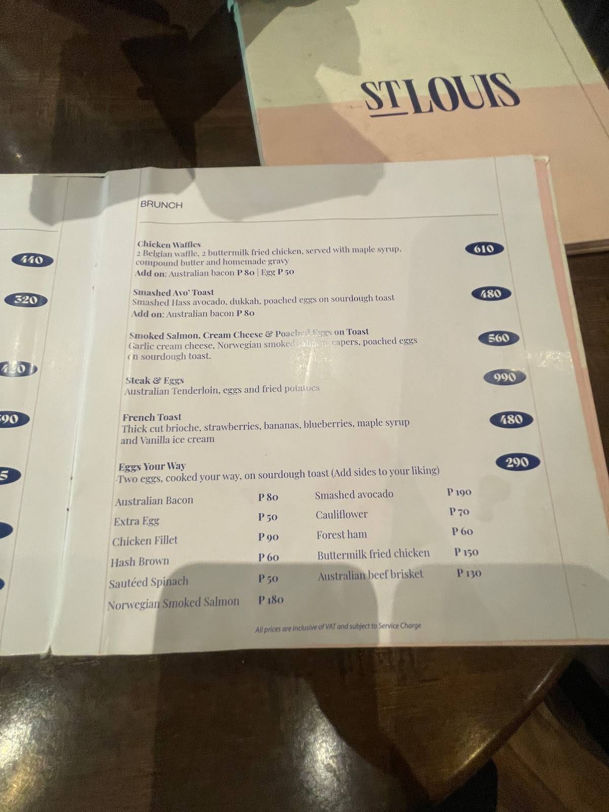 Menu at St. Louis restaurant, Taguig, Unit 104-A