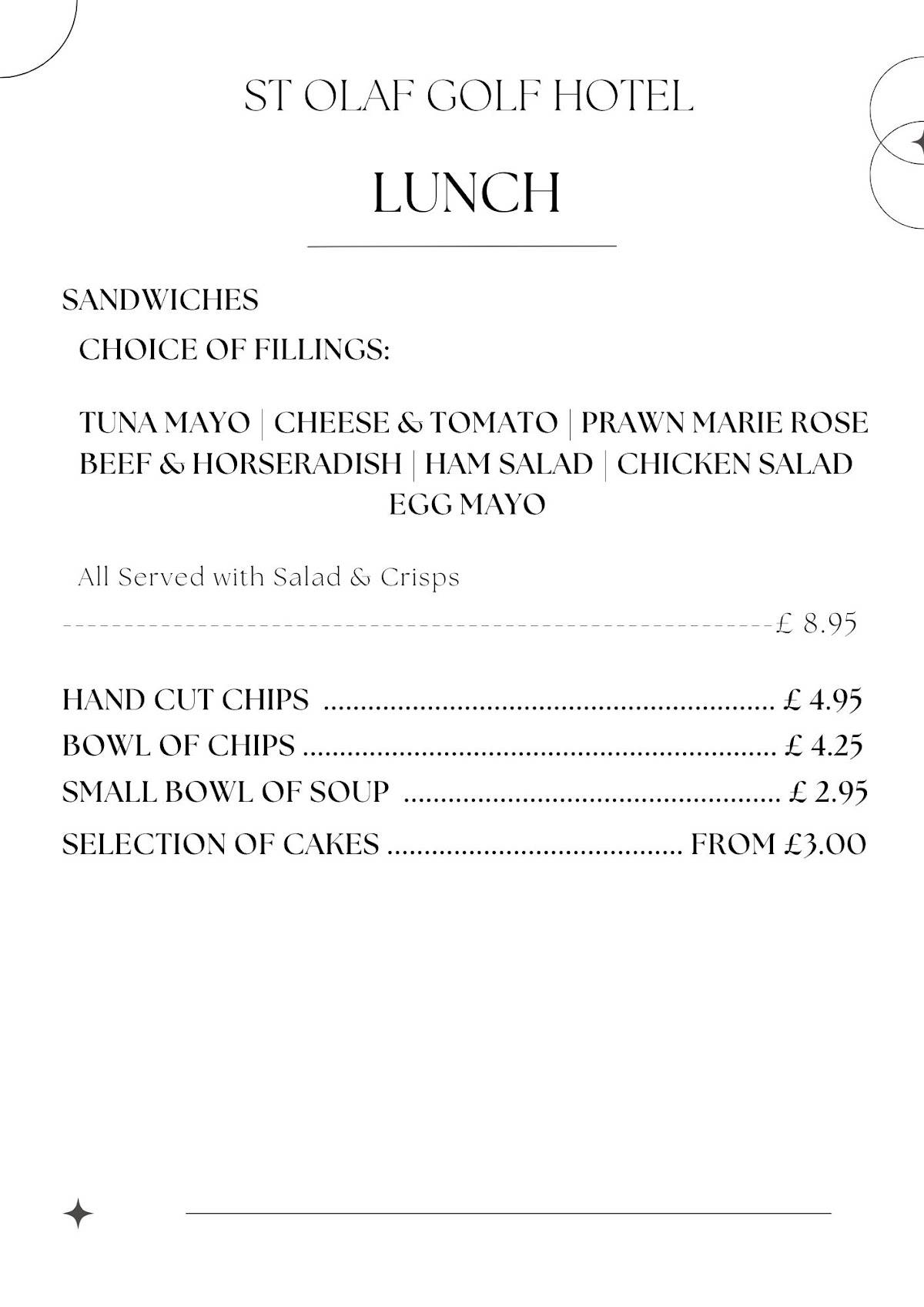 Menu at St. Olaf Golf Hotel restaurant, Cruden Bay