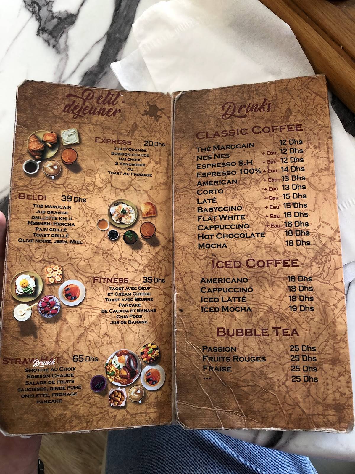 Menu at Straw Hat Coffee and Food restaurant, Casablanca