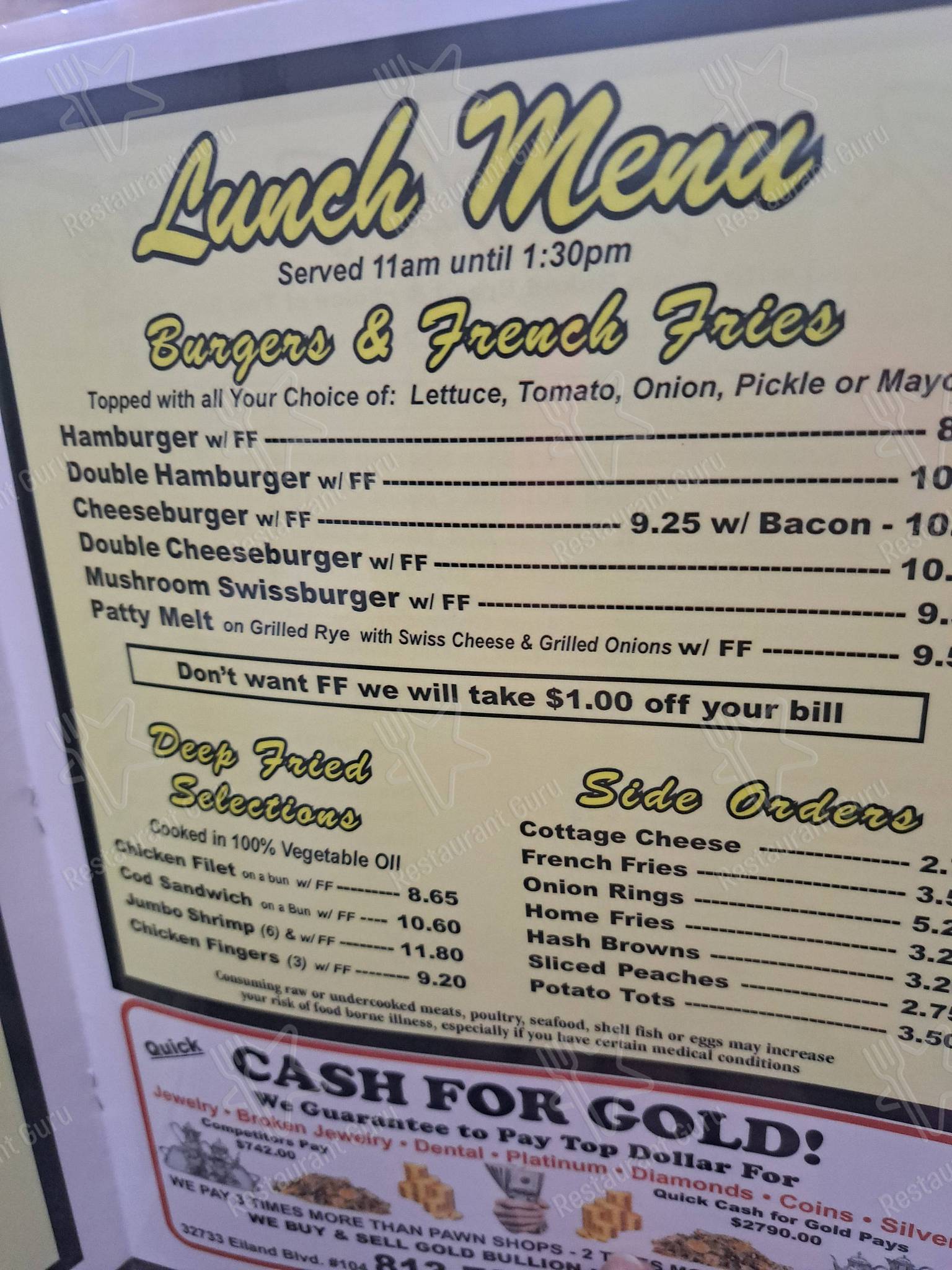 Menu at Sugar Shack restaurant, Zephyrhills, Co Rd 54