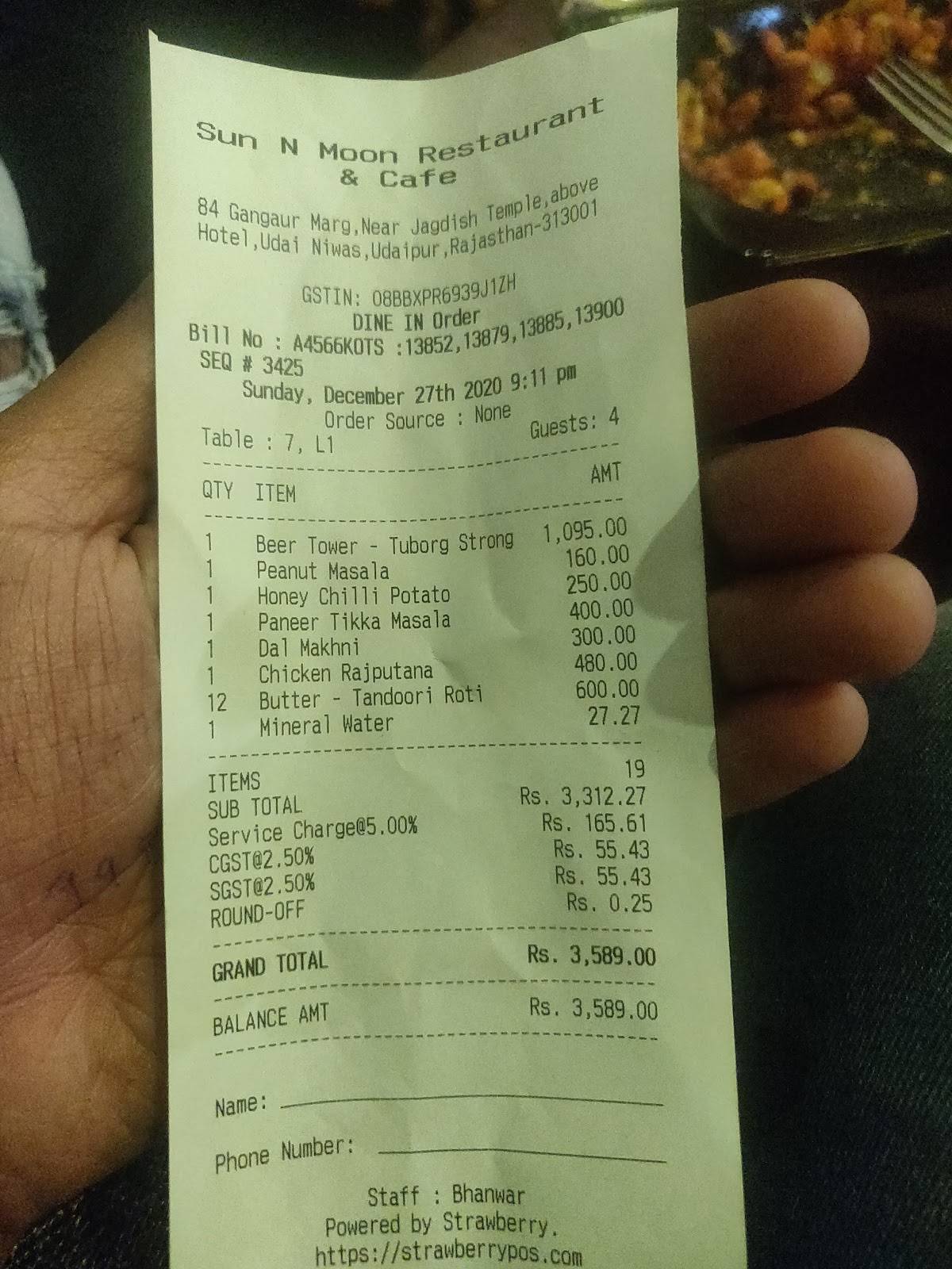 Menu at Sun N Moon Cafe & Restaurant, Udaipur