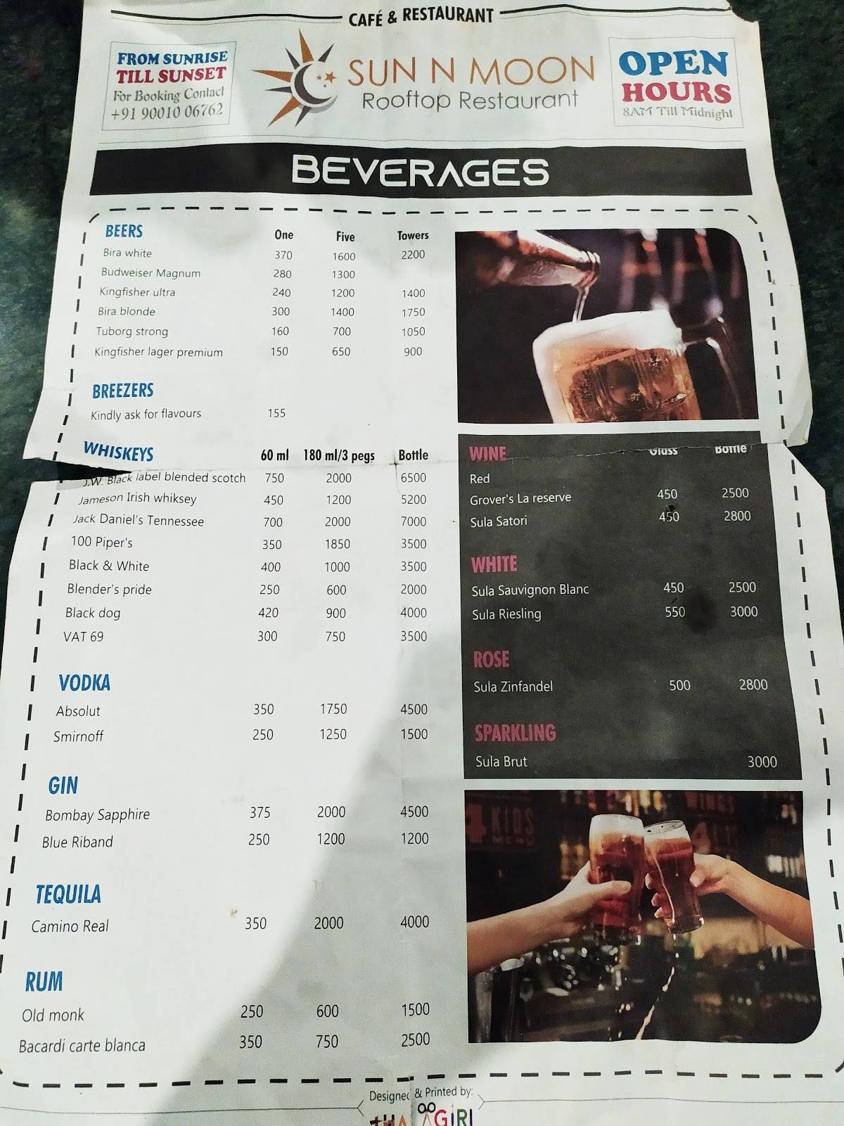 Menu at Sun N Moon Cafe & Restaurant, Udaipur