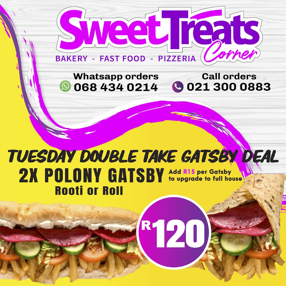 Menu at Sweets Treats Corner restaurant, Cape Town