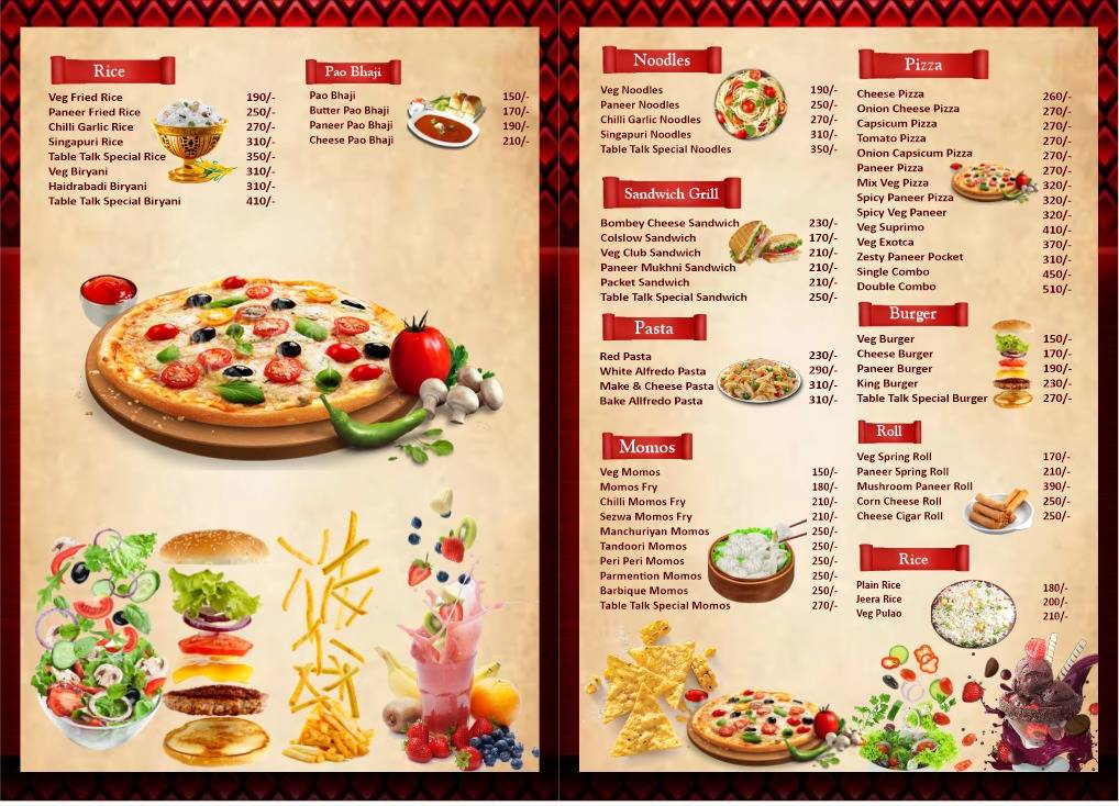 Menu at TaBle Talk restaurant, Kanpur