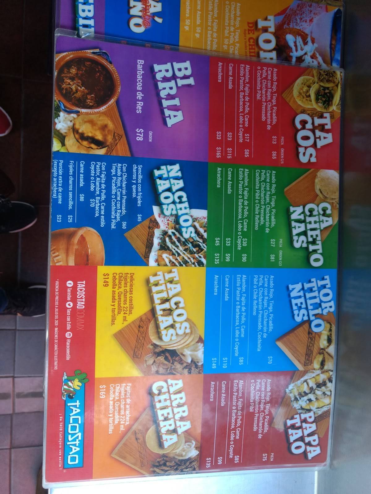 Carta del restaurante Tacostao, Torreón, Blvrd Independencia 2401