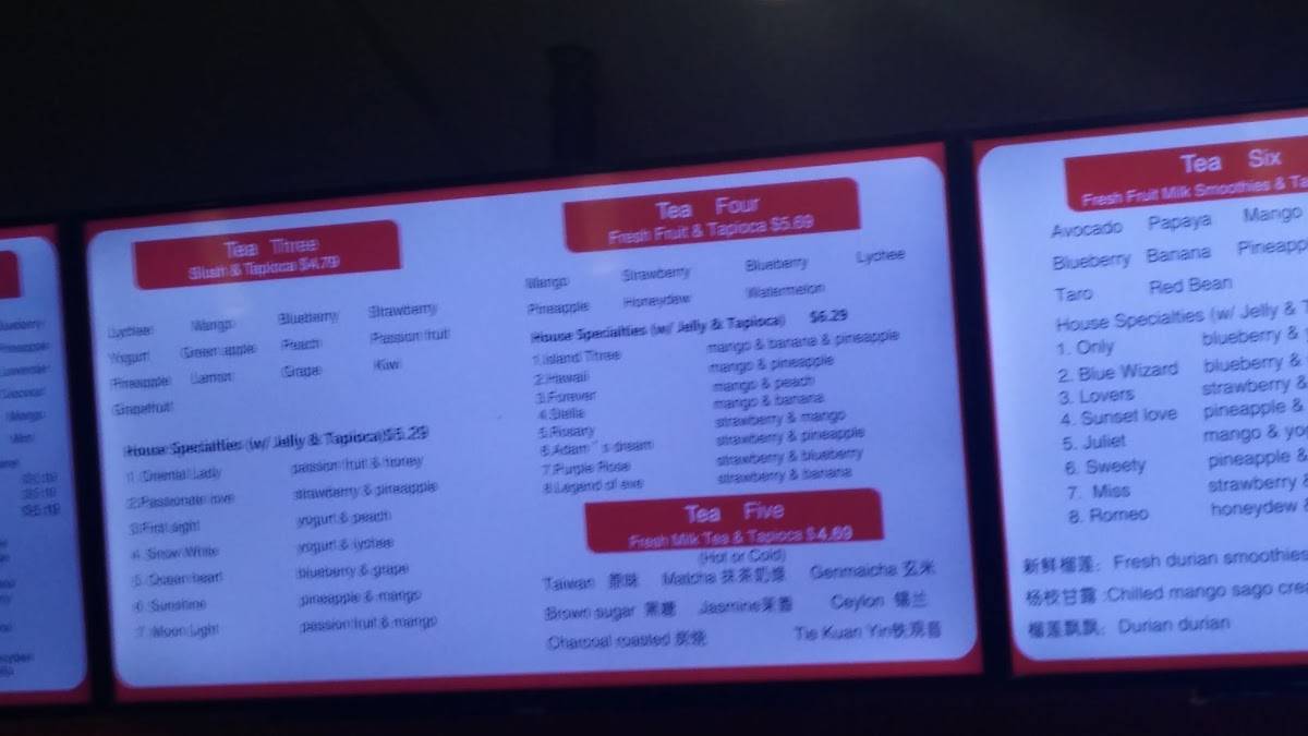Menu at Taiwan Bubble Tea restaurant, Edmonton, 23 Ave NW Unit 103