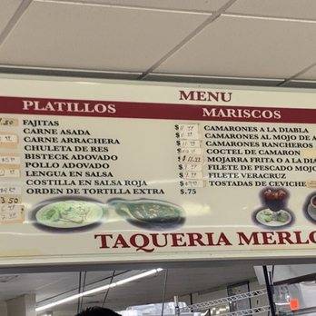 Carta del restaurante Taqueria Merlo, Avon Park