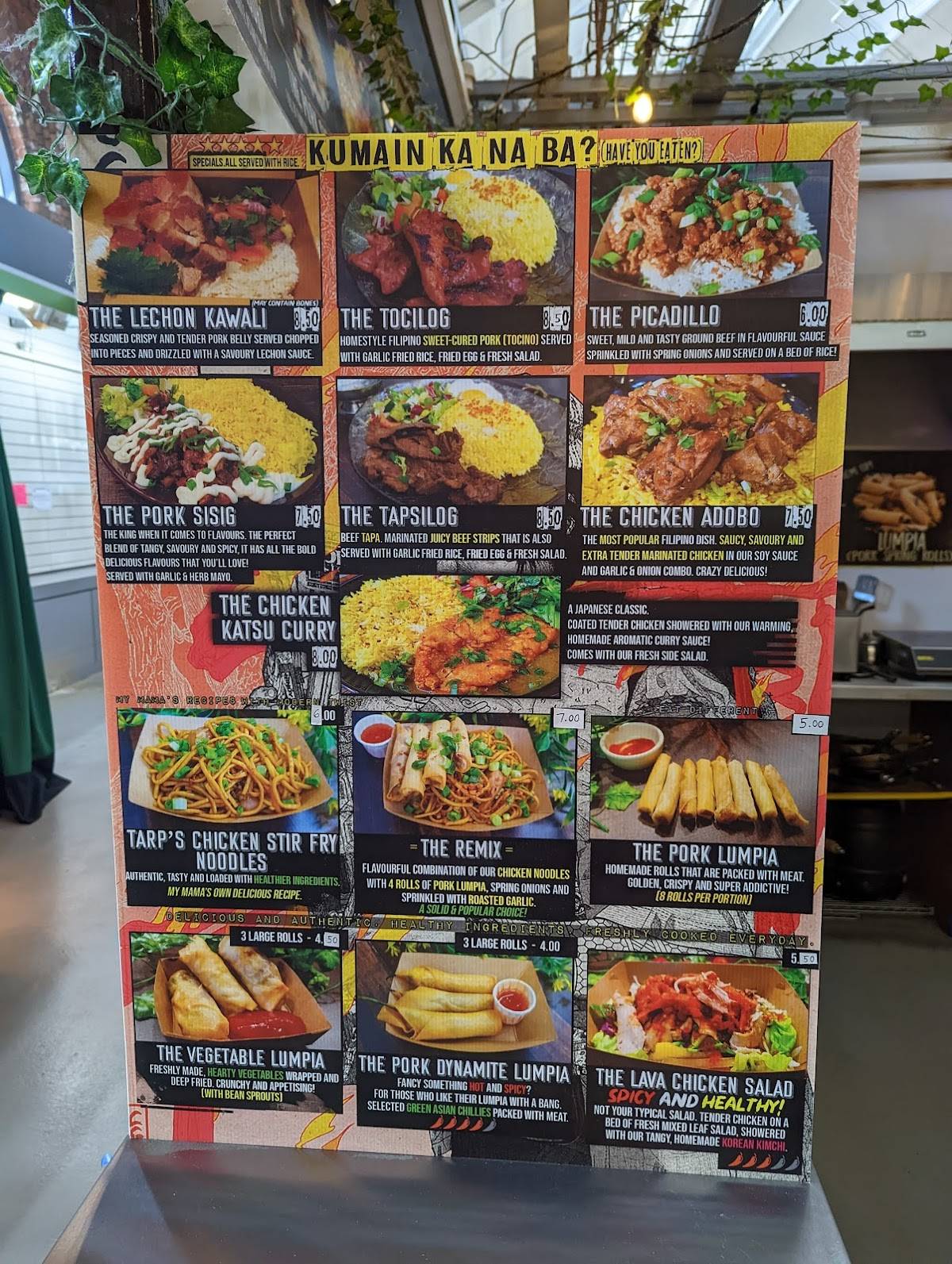 Menu at Tarp's Filipino Fusion Street Food restaurant, Ashton-under-Lyne