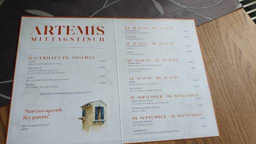 Speisekarte von Restaurant Taverna Artemis, Schleswig