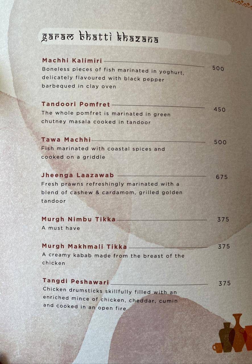 Menu at Terracotta Restaurant, Siliguri