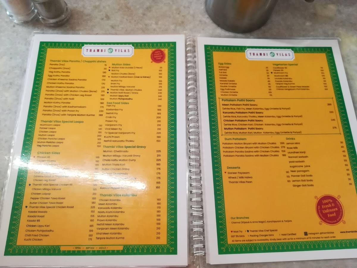 Menu at Thanjai Thambivilas - The best Non Veg Restaurant, Thanjavur