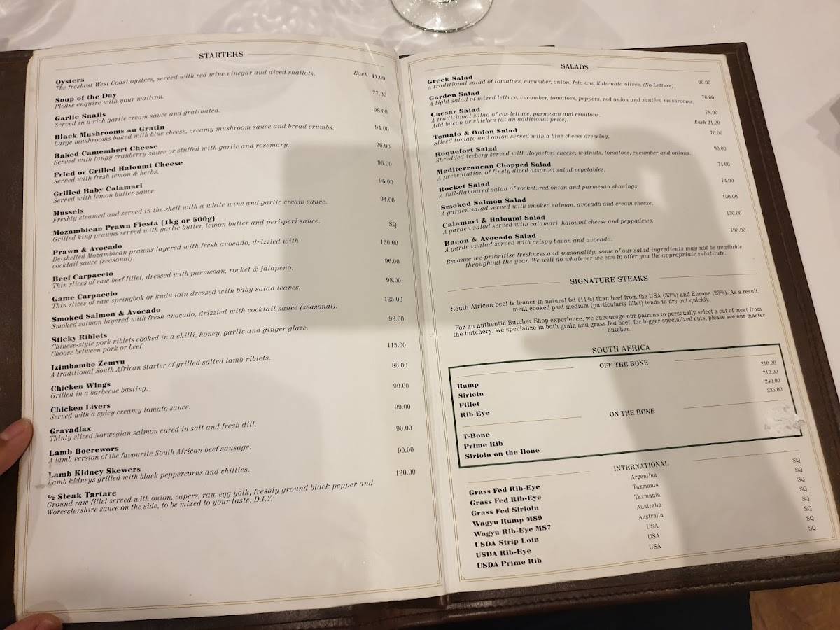 Speisekarte von The Butcher Shop & Grill restaurant, Sandton, Shop 30 ...