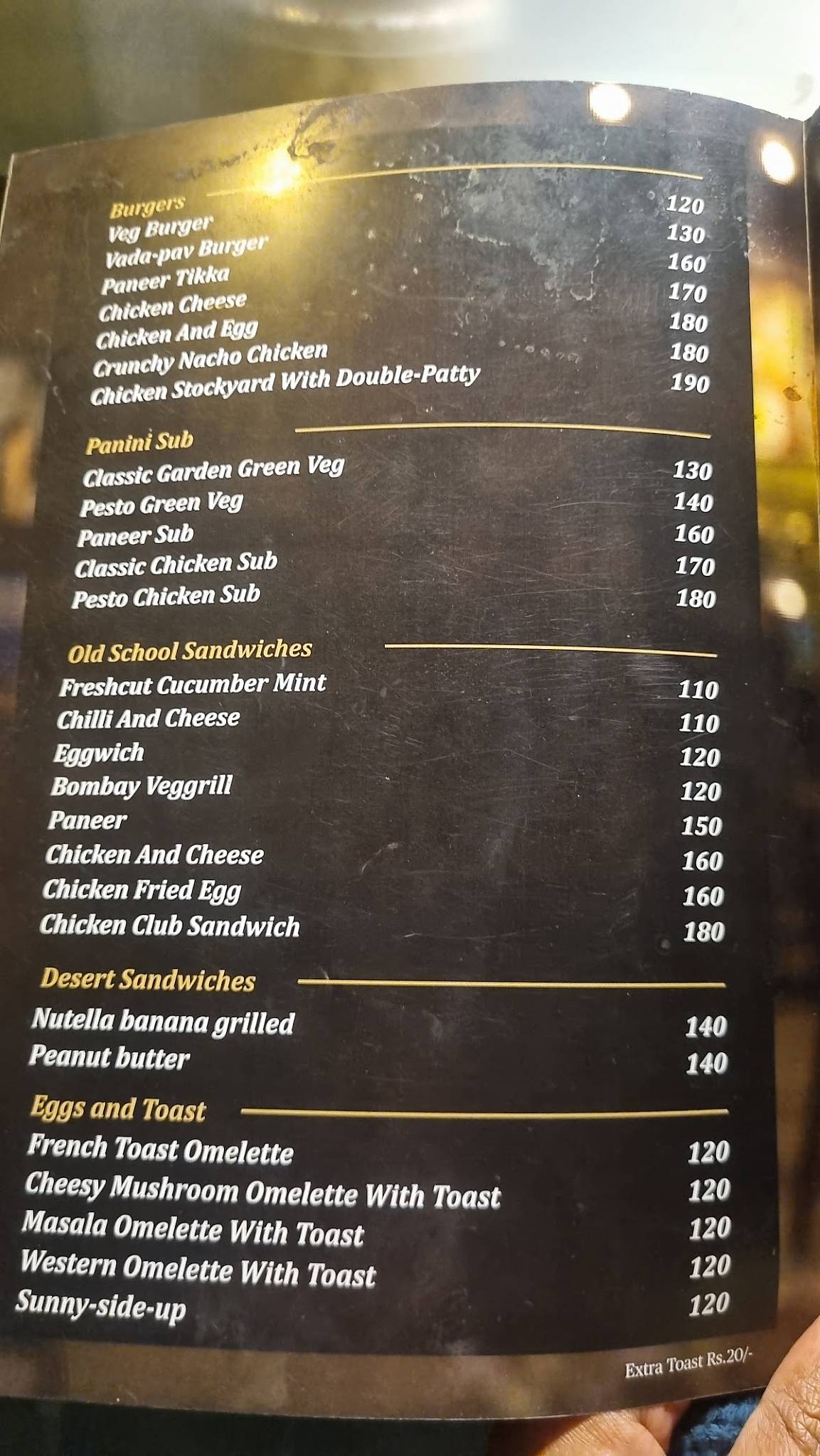 Menu at The Cabin Cafe, Hyderabad