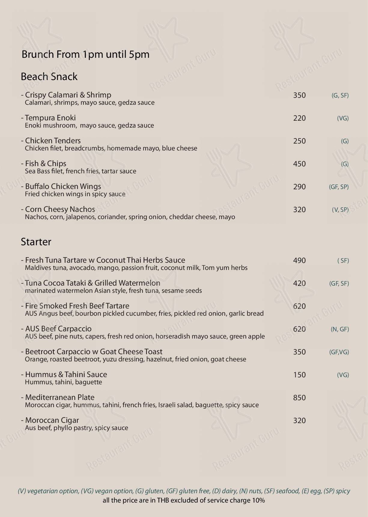Carta de The Door Beach Bar & Restaurant, Ko Samui