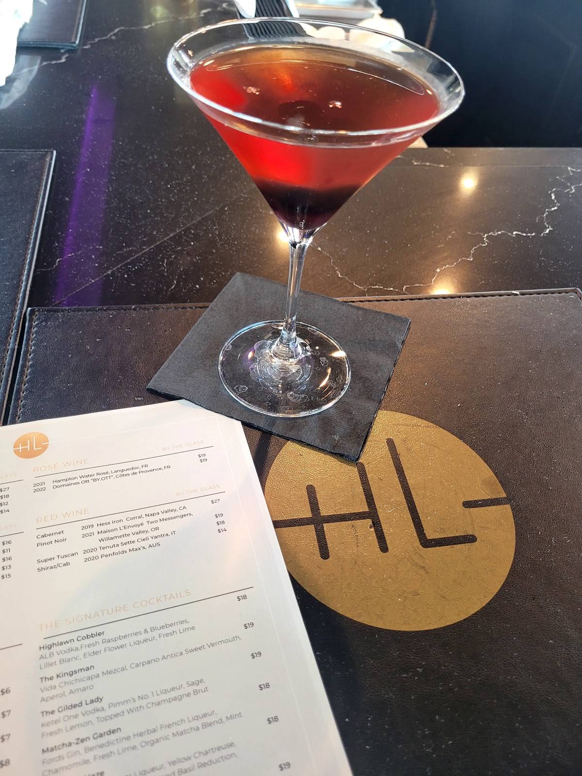 Menu at The Highlawn restaurant, West Orange