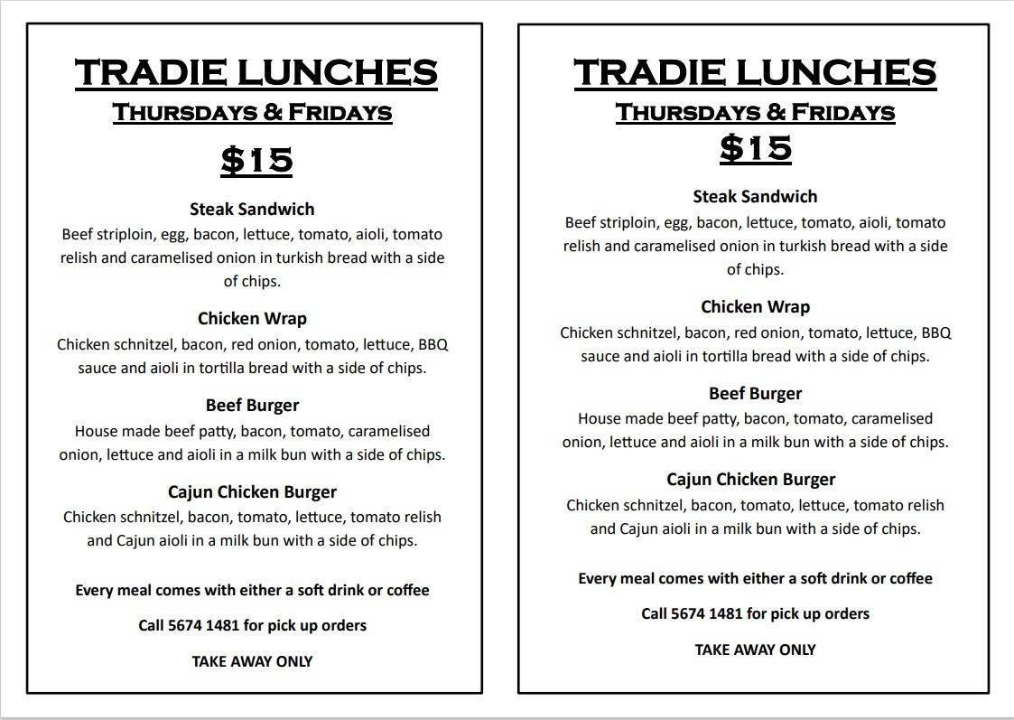 Menu at The Inlet Hotel restaurant, Inverloch