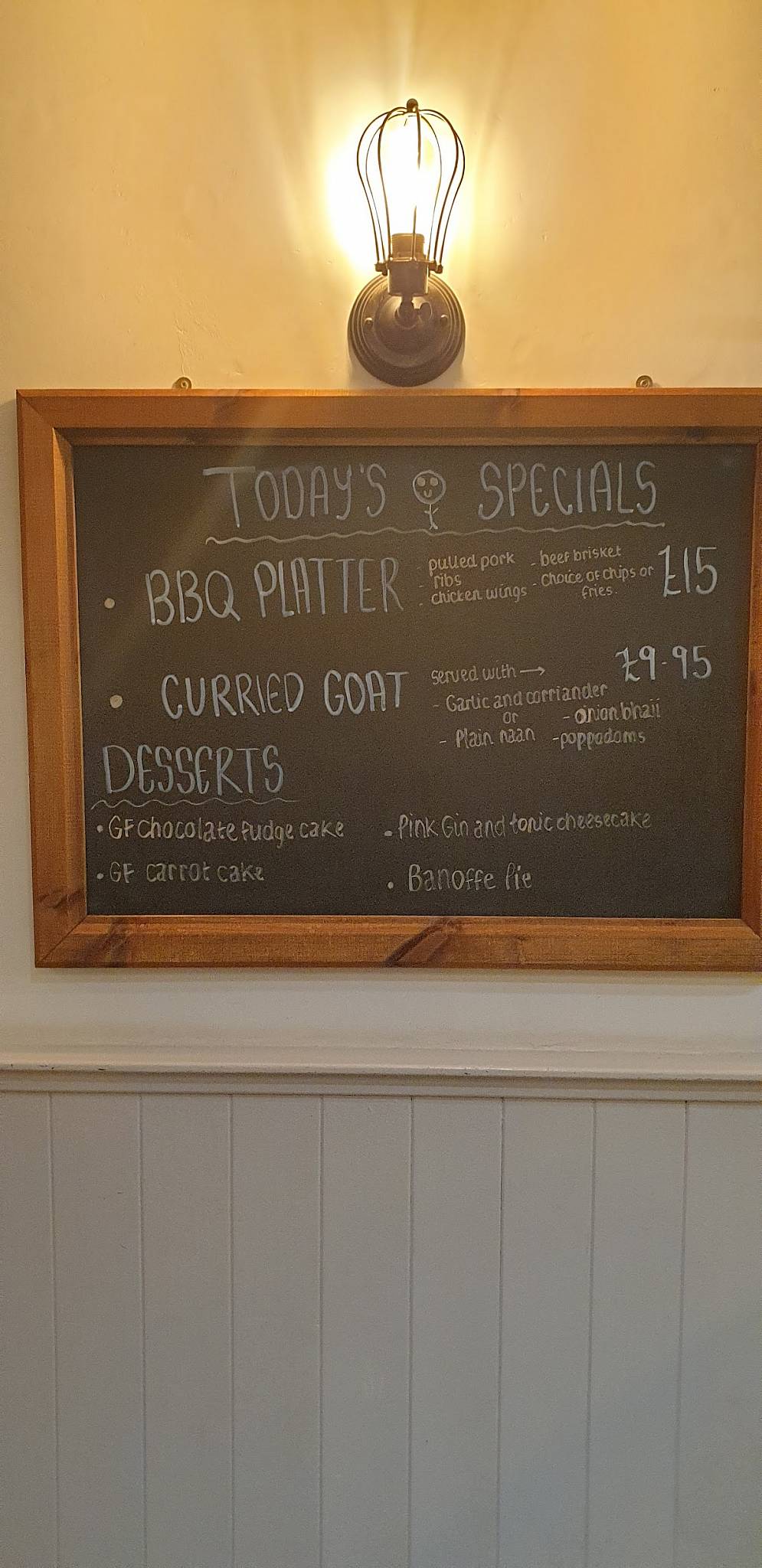 Menu at The Old Reindeer at Edingley restaurant, Rufford, Main St