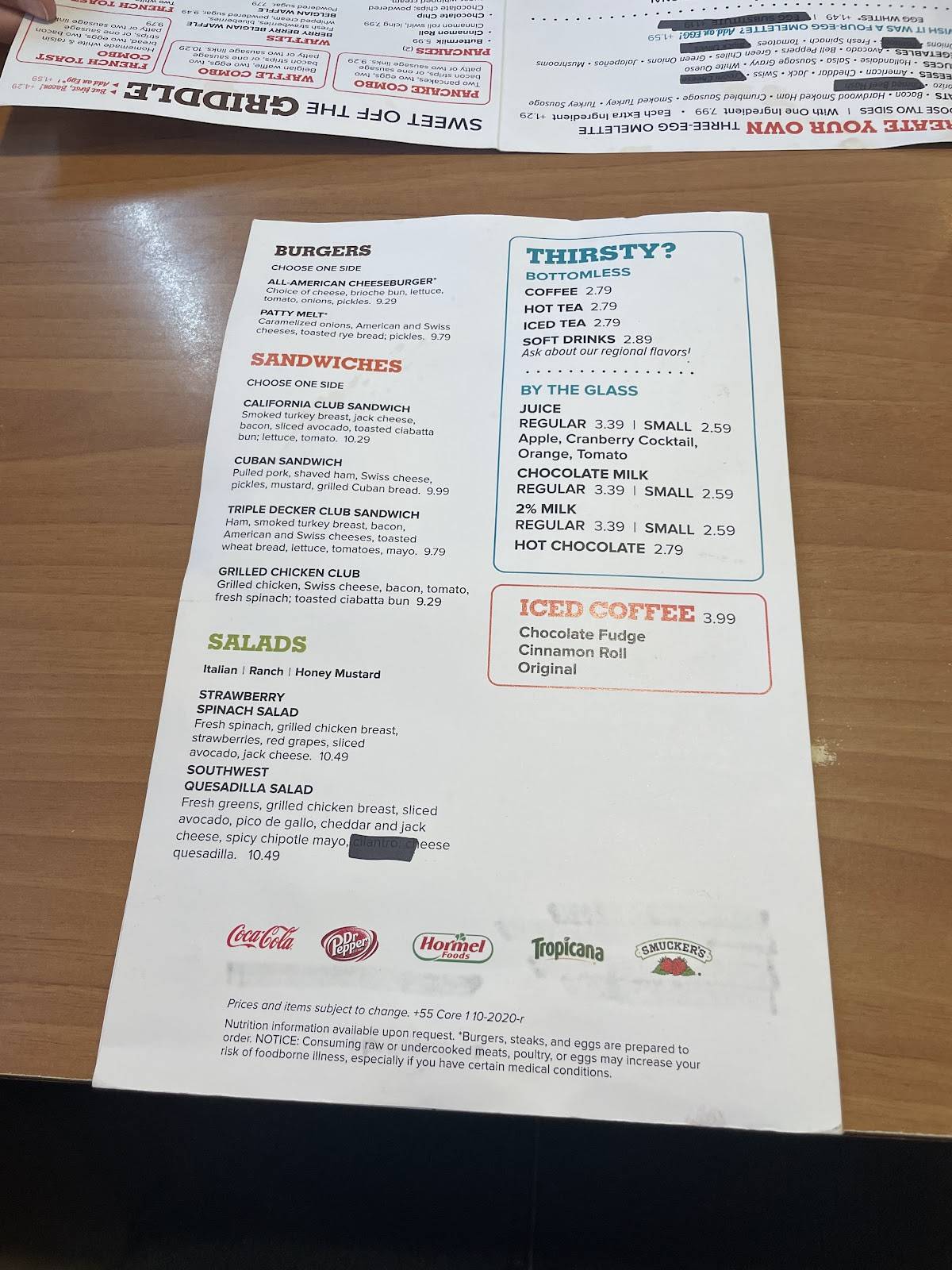 Menu at The Original Egg restaurant, Enid