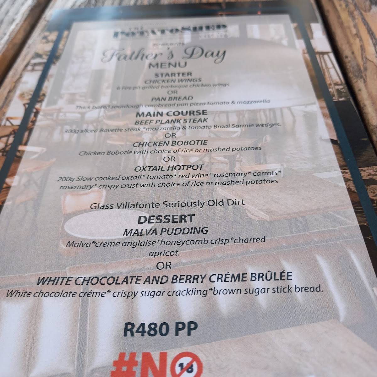 Menu at The Potato Shed restaurant, Midrand