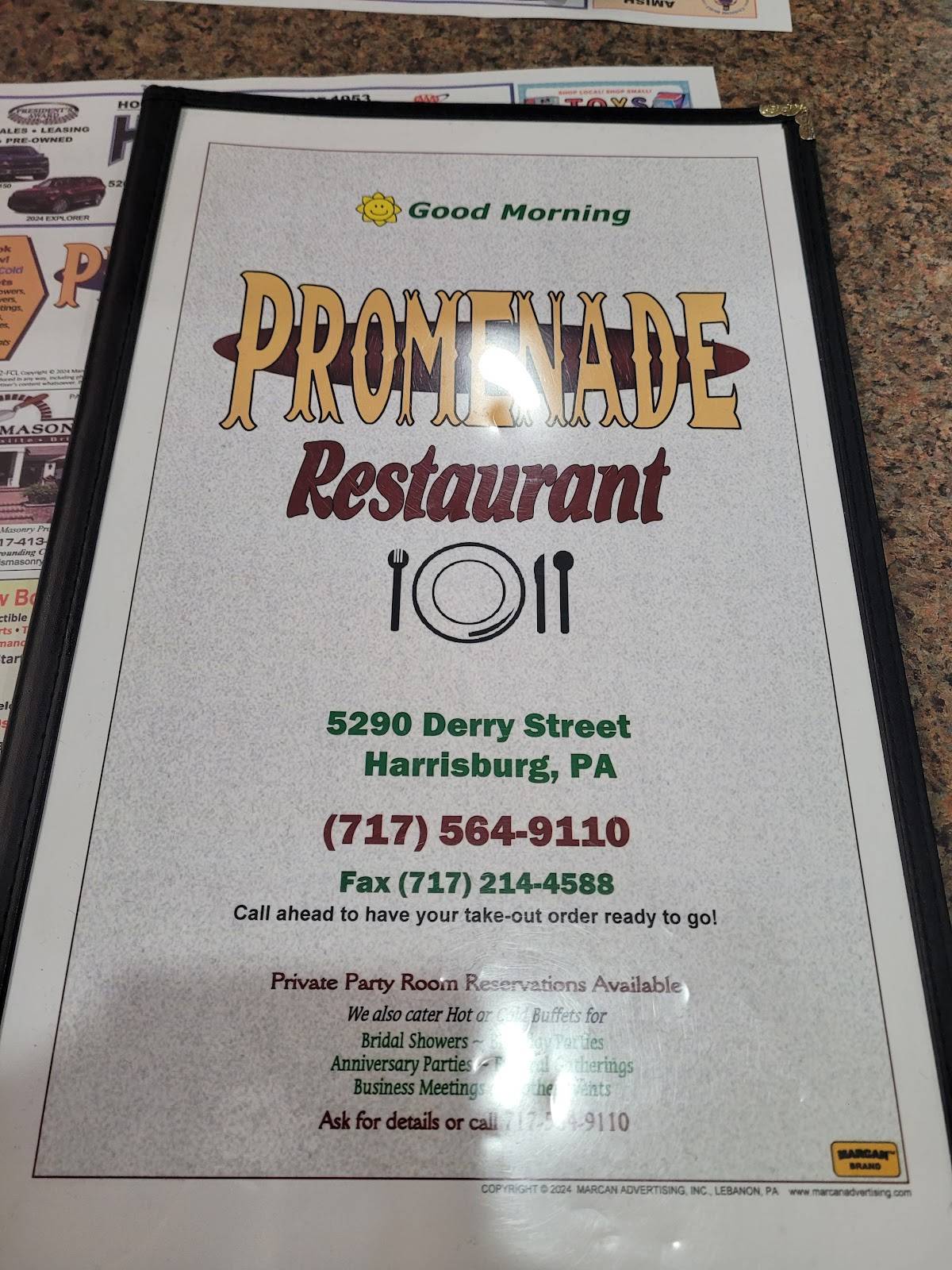 Menu at The Promenade Family Restaurant, Harrisburg