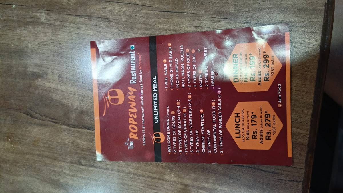 Menu at The Ropeway Restaurant, Surat, shop 101-104