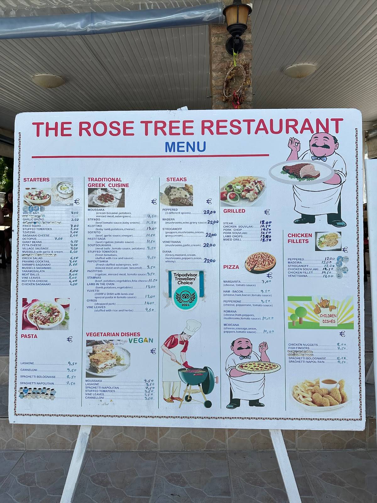 Menu at The Rose Tree, Kavos