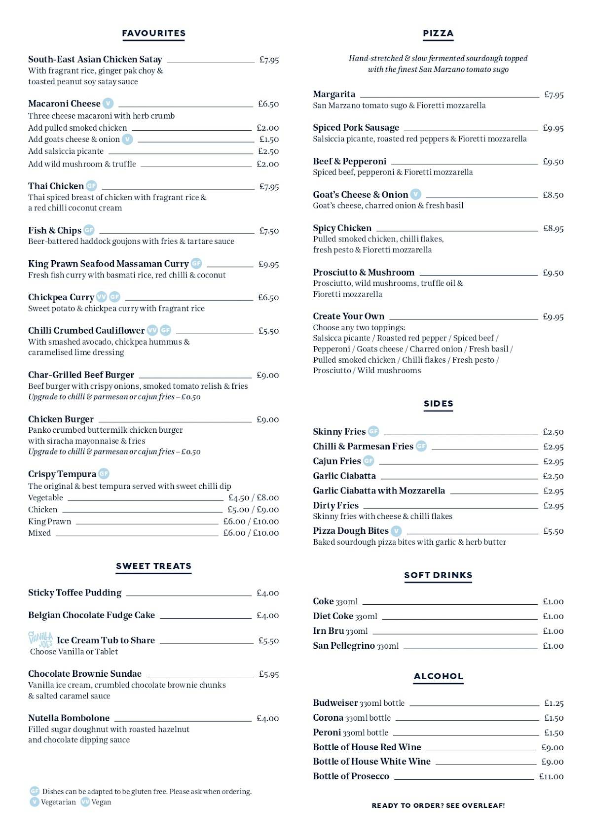 Menu at The Vine restaurant, Prestwick