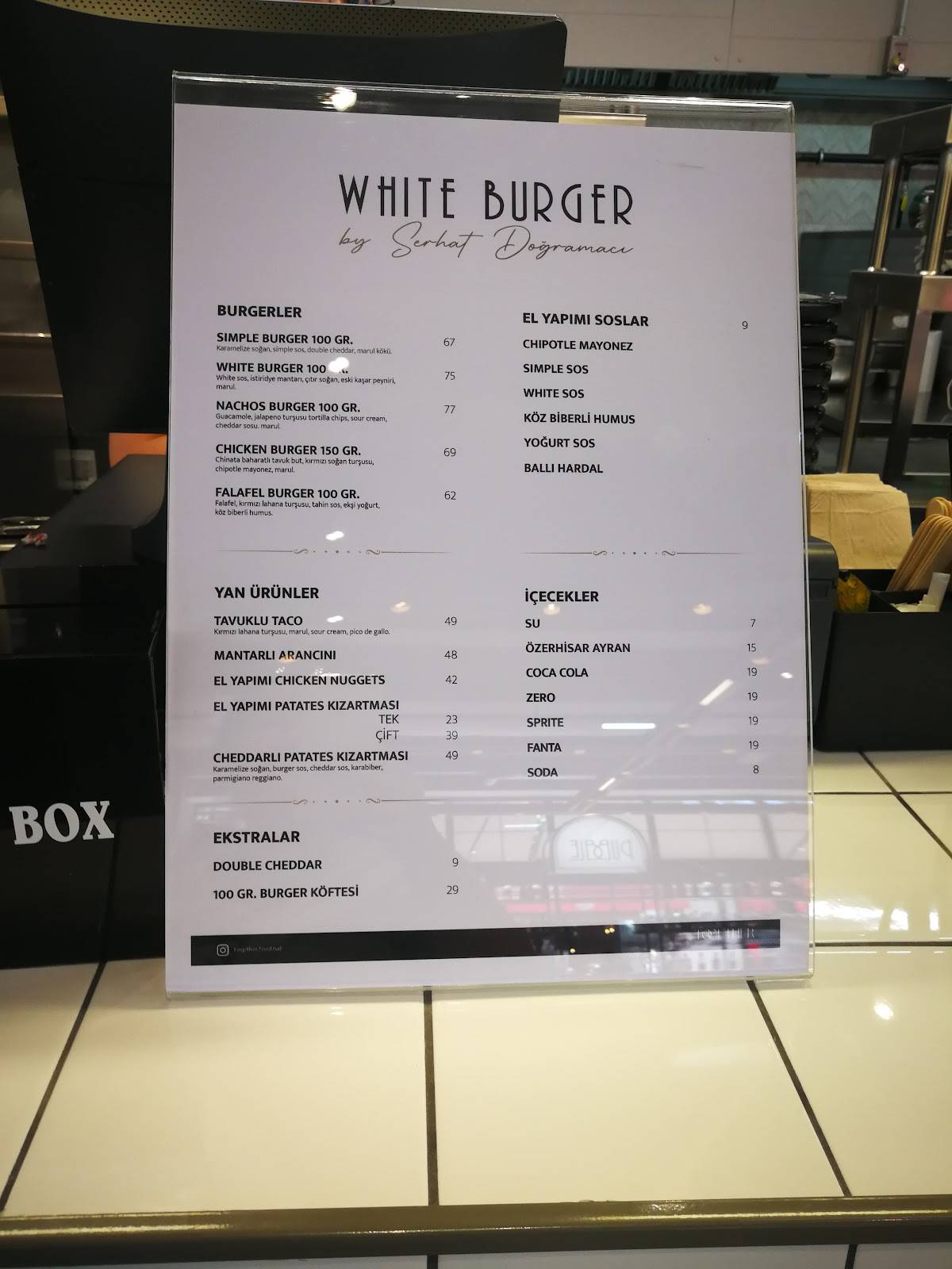 Menu at Together Food Hall, Istanbul