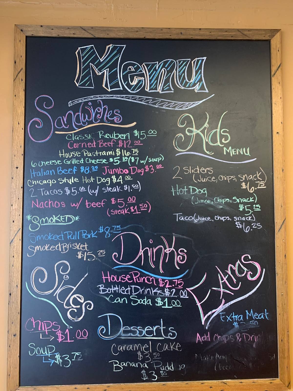 Menu at Top Corned Beef restaurant, Milwaukee