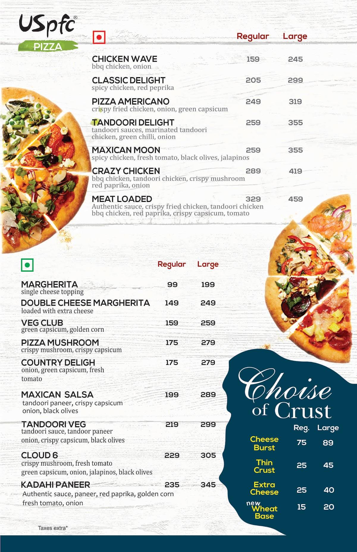 Menu at USPFC (U.S Pizza & Fried Chicken), Yamuna Nagar