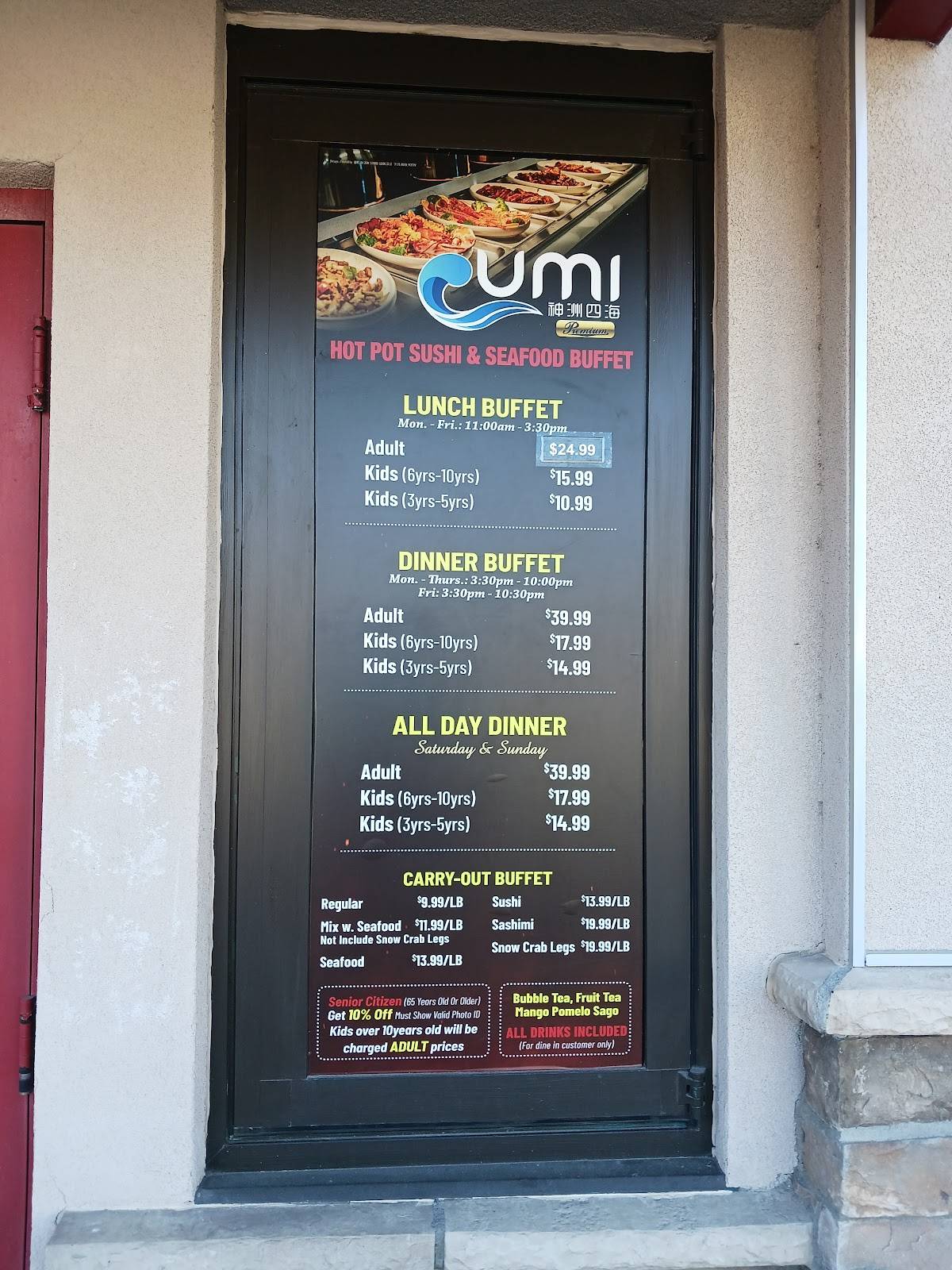 Menu at Umi Hot Pot Sushi & Seafood Buffet restaurant, Rockville