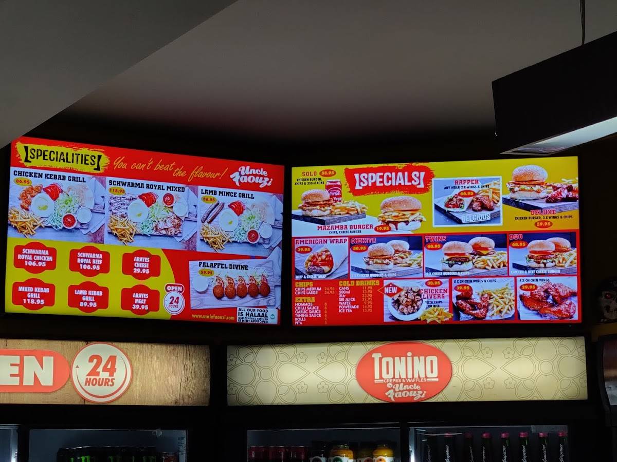 Menu at Uncle Faouzi: Hatfield restaurant, Pretoria, Burnett St