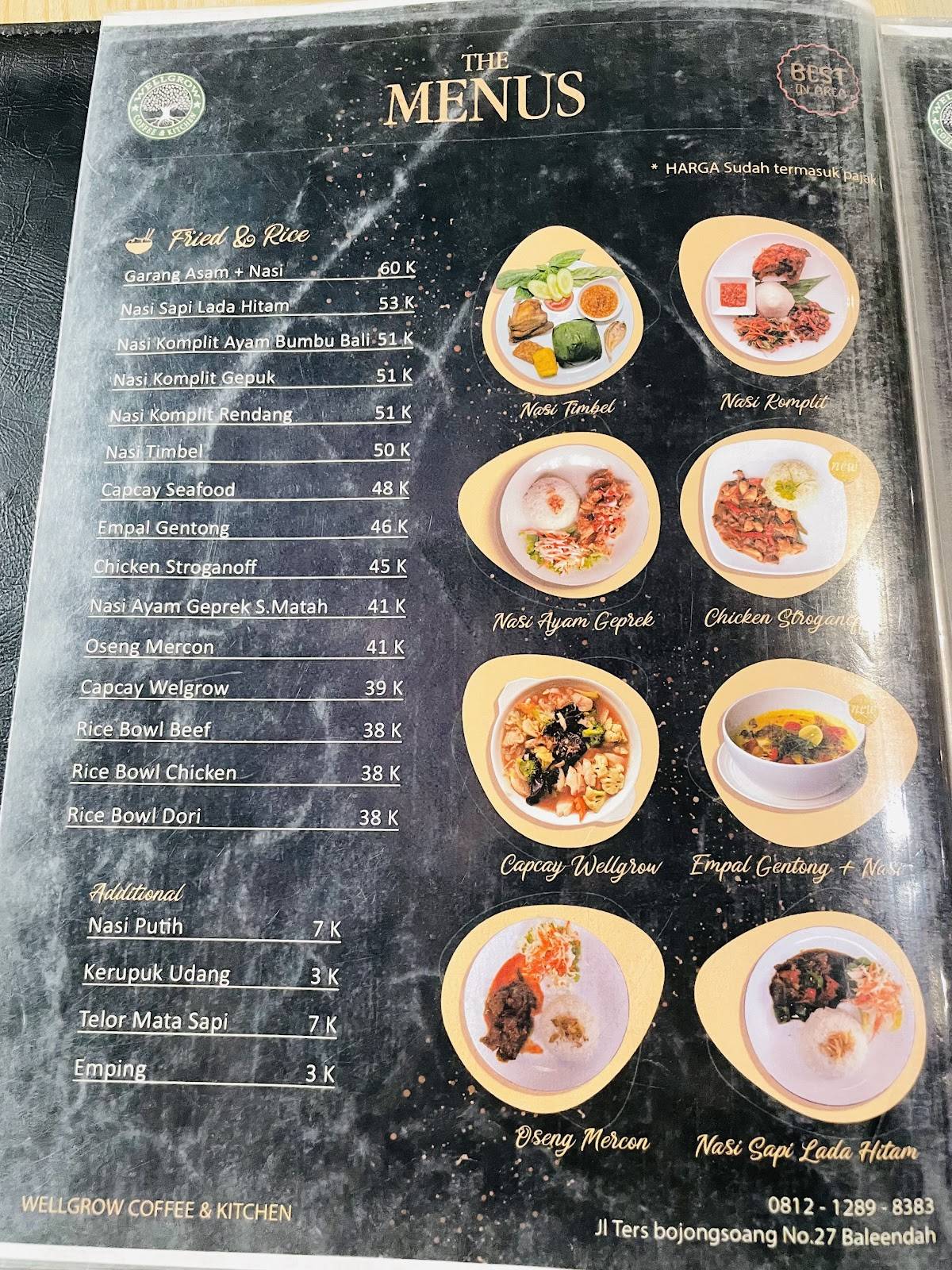 Menu at WELLGROW COFFEE baleendah restaurant, Bandung