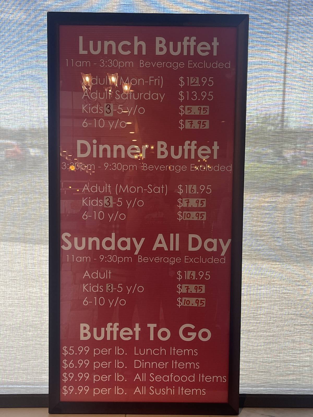 Menu at Waha Buffet restaurant, Franklin