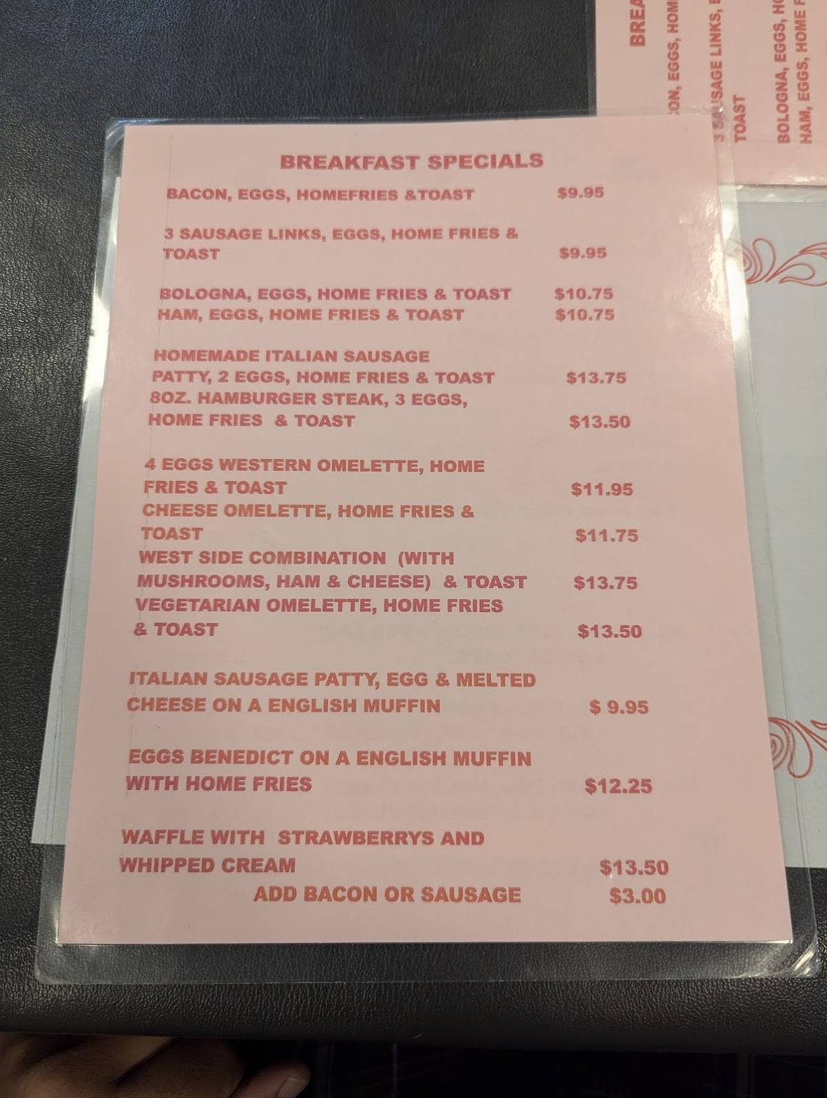 Menu at Westside Cafe, Sault Ste. Marie