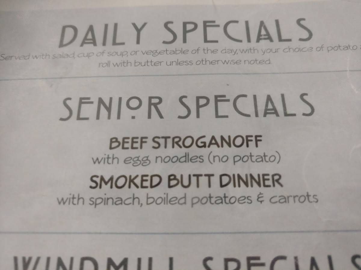 Menu at Windmill Family Restaurant, East Moline
