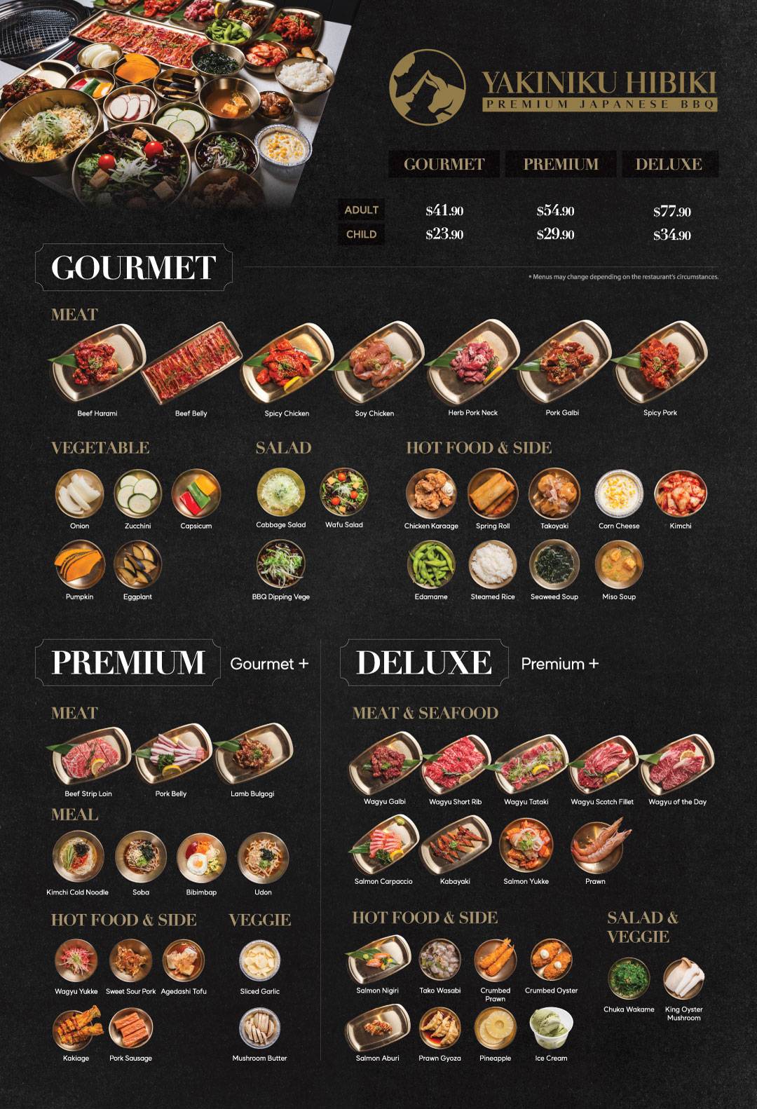 Menu at YAKINIKU HIBIKI PREMIUM JAPANESE BBQ, Mango Hill