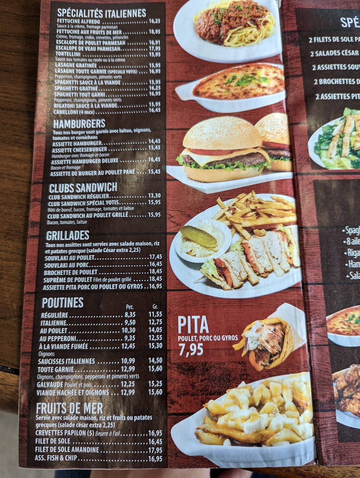 Menu au Restaurant Yotis, Montréal