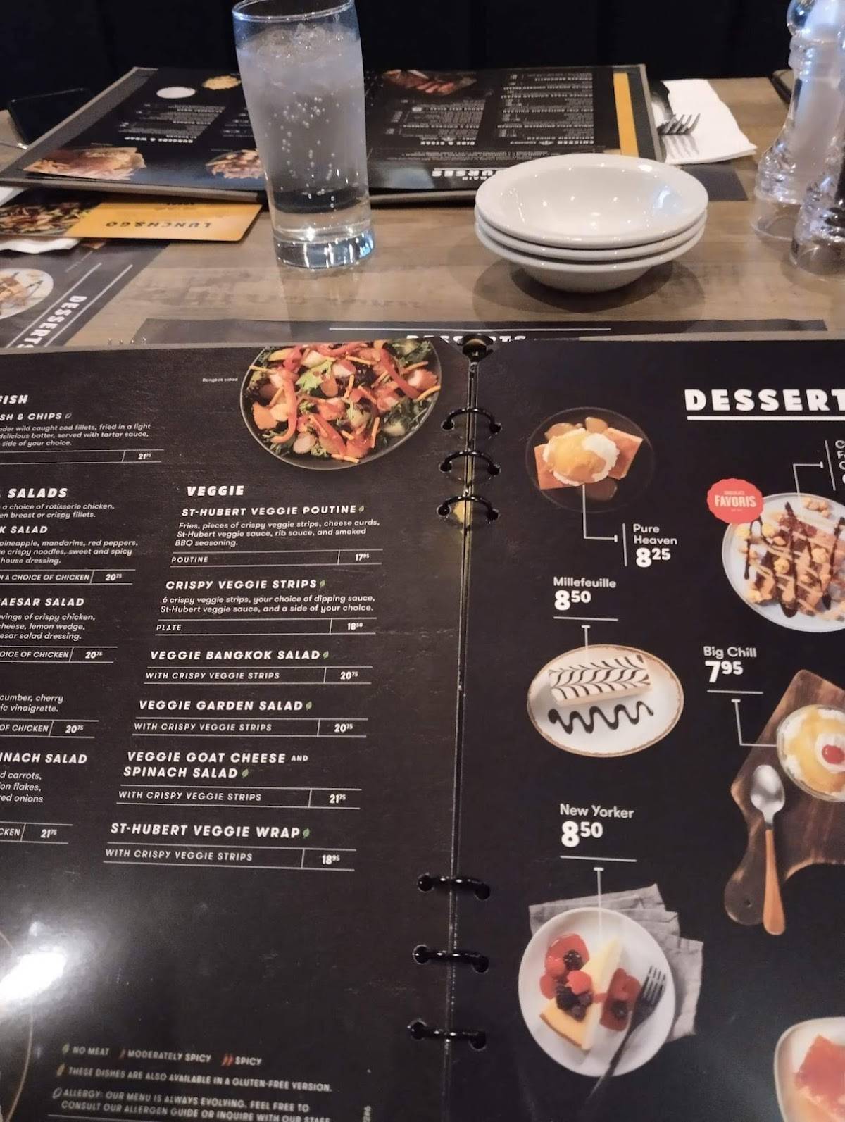 Menu au Restaurant et bar St-Hubert, Maniwaki