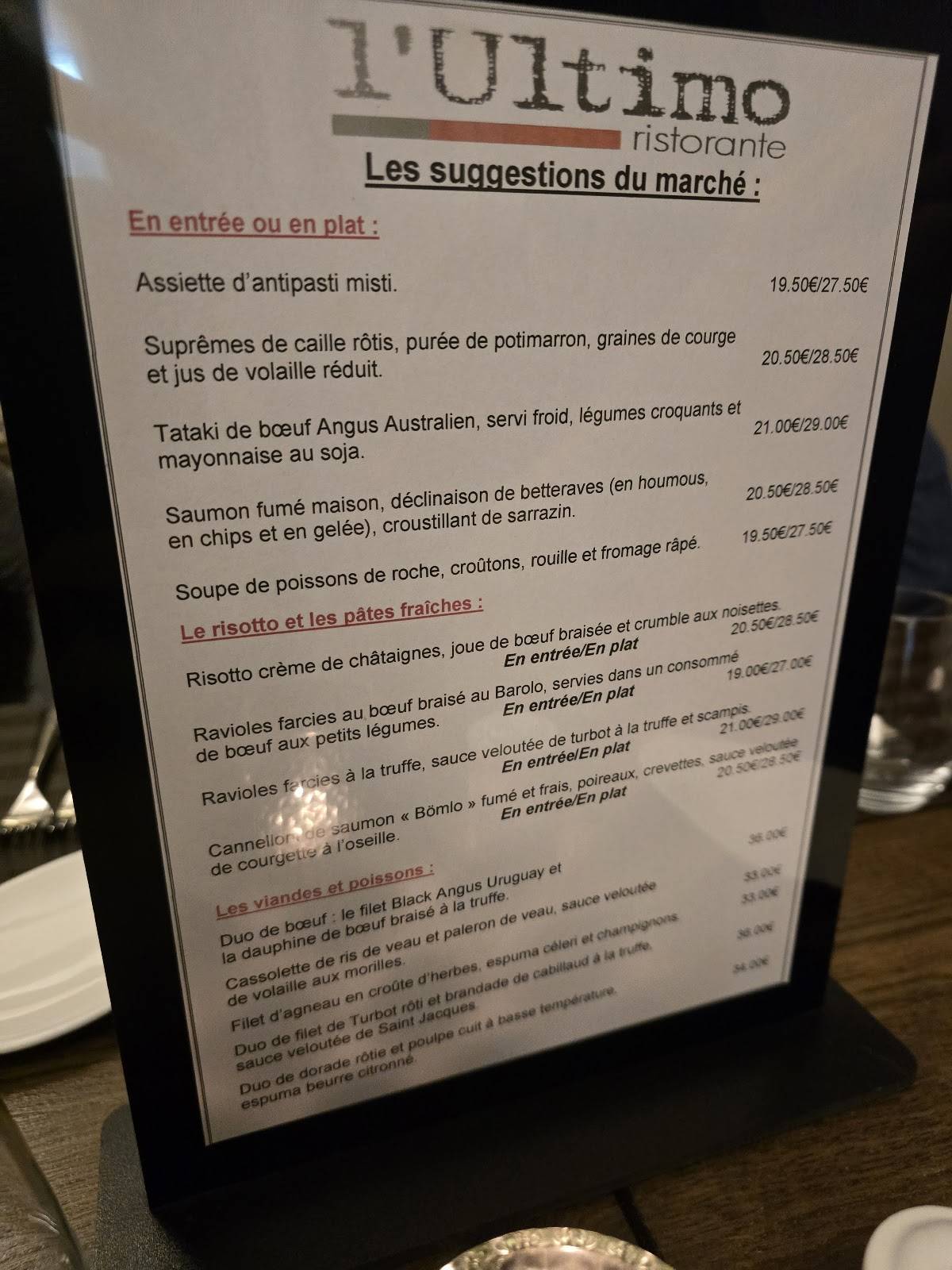 Speisekarte von Restaurant l'Ultimo, Mamer