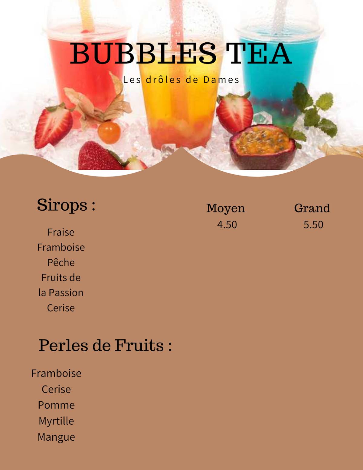 Menu au les drôles de dames, Rouen