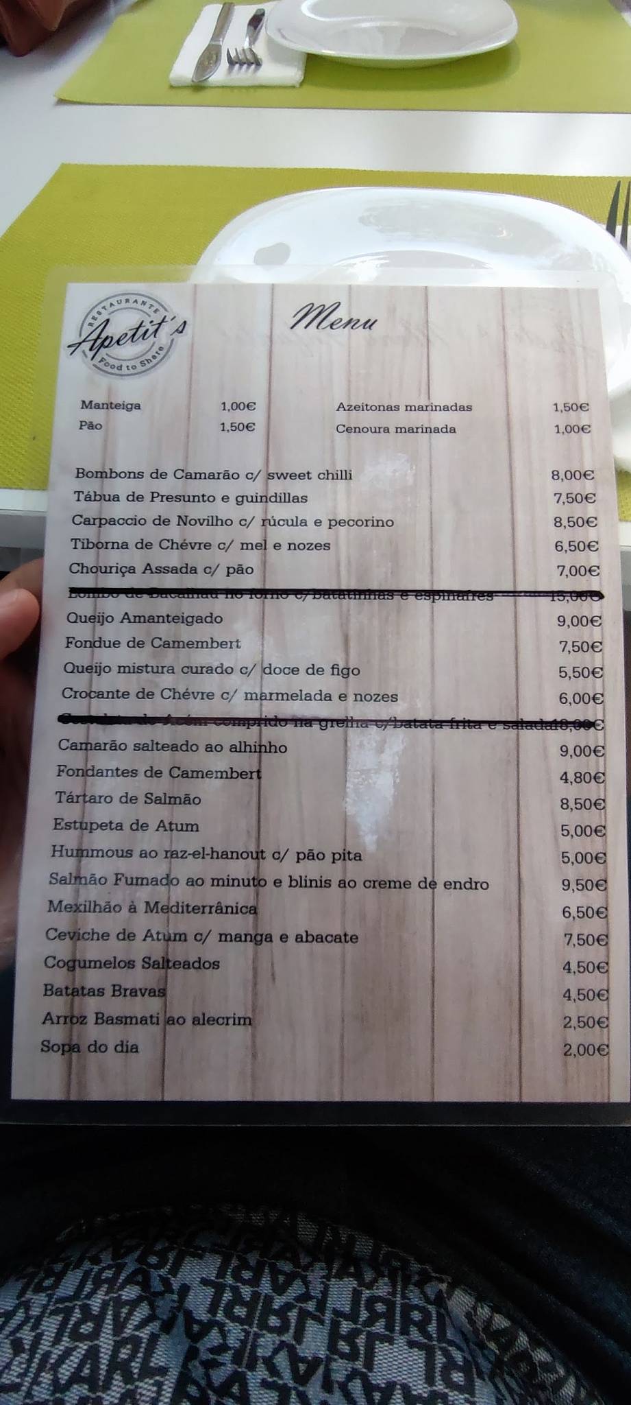 Menu at Restaurante Apetit's, Moncarapacho