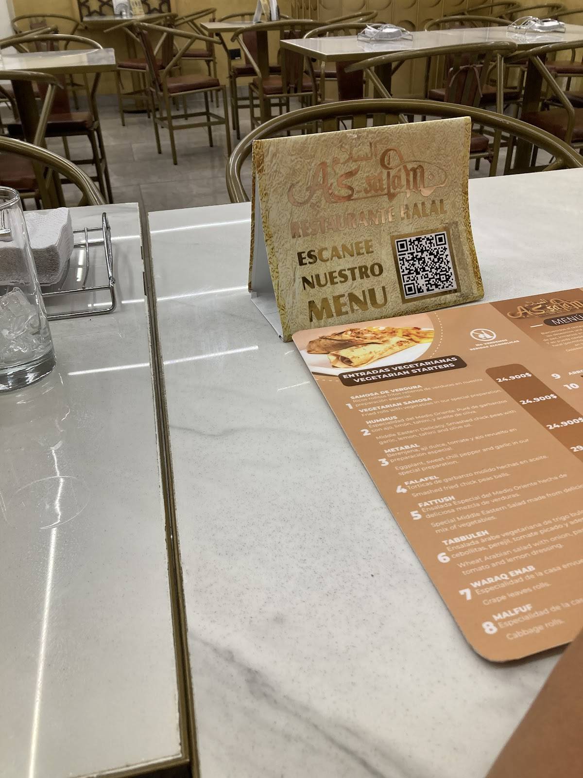 Carta de Restaurante Assalam, Medellín