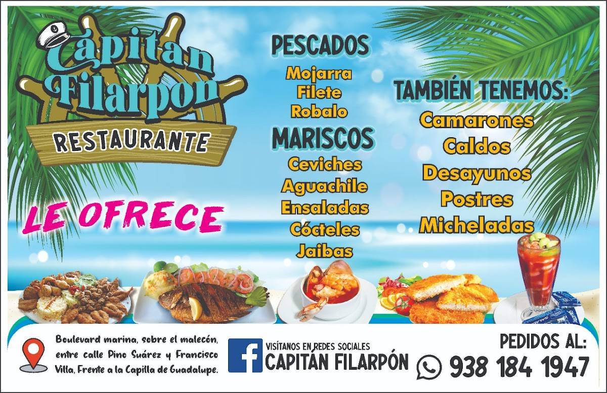 Menu at Restaurante Capitán Filarpón, Isla Aguada