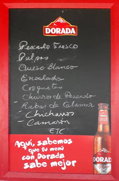 Carta de Restaurante El Sótano, Las Aguas, C. el Puntón