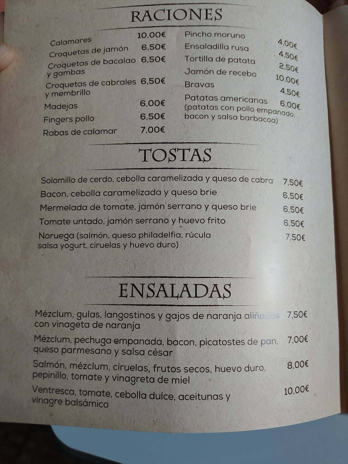 Carta del restaurante El Desván De Ricardo, Alhama del Aragón